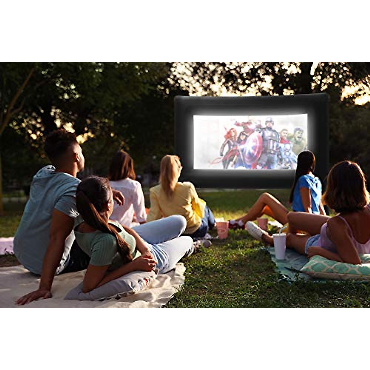 XtremepowerUS 95177 14' Feet Outdoor & Indoor Projection Portable Movie Screen-Includes Inflation Air Blower w/Storage Bag, Black