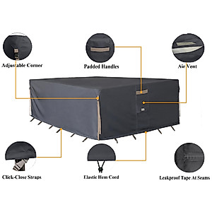 Garden Balsam Heavy Duty Waterproof Patio Furniture Covers,Fading Resistant Outdoor Table and Chair Covers Rectangular 64"Wx 52"D x 28"H Dark Grey