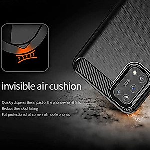 KOARWVC Phone Case for Realme 7 Pro Case RMX2170 Case Carbon Fiber Shockproof Rugged Shield Anti-Scratch Soft TPU Back Cover Protective Cases for Realme 7 Pro (Black)