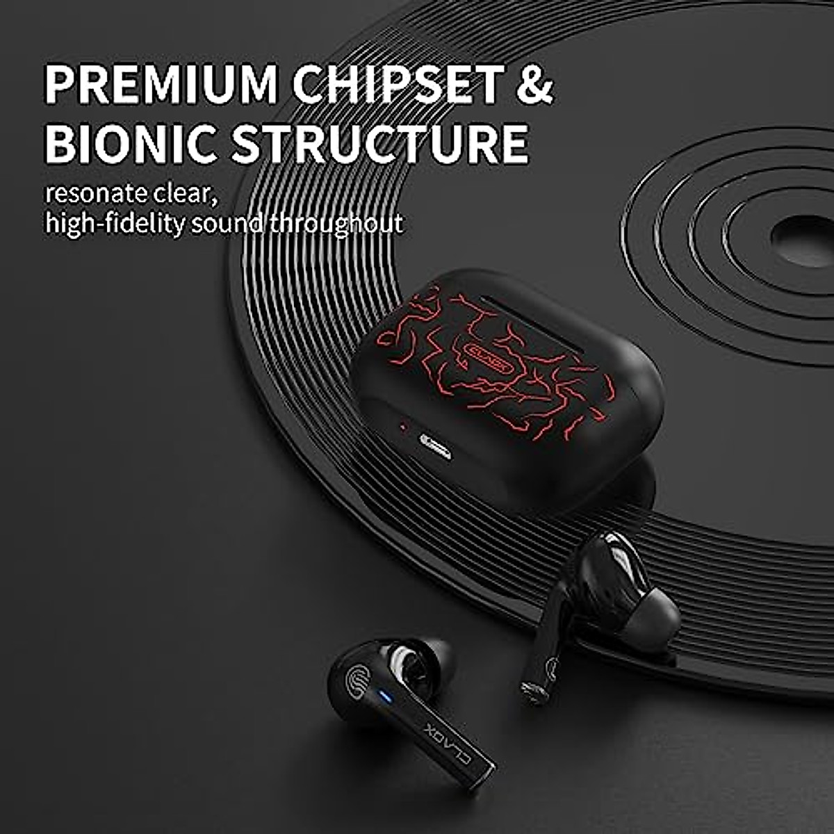 CLAOX Flash Wireless Earbuds, Active Noise Cancelling, Bluetooth Earbuds with Microphone, RGB Light Charging Case, IPX6 Waterproof, USB-C Fast Charge, 80Hrs Battery Life, for Gaming Sport & Work