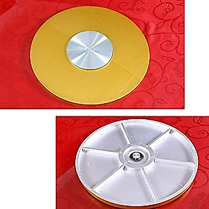 Lazy Susan turntable rotating tray, 10mm tempered glass plate and thicked aluminum alloy bearing, flexible rotation, Silent (Color : Gold, Size : 60cm/23.5in)