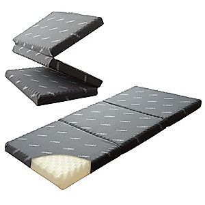 EMOOR Tri-Fold Mattress Start Twin (78x38x3in) 180N, High Resistance Egg Crate, Washable Cover, Gray, Minimalist,