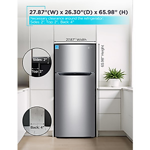 BLACK+DECKER 14.6 Cu. Ft. Top Mount Refrigerator with Freezer, 2 Door Refrigerator with Top Freezer and Adjustable Temperature Control, ENERGY STAR, BR1460HS, Stainless Steel Look