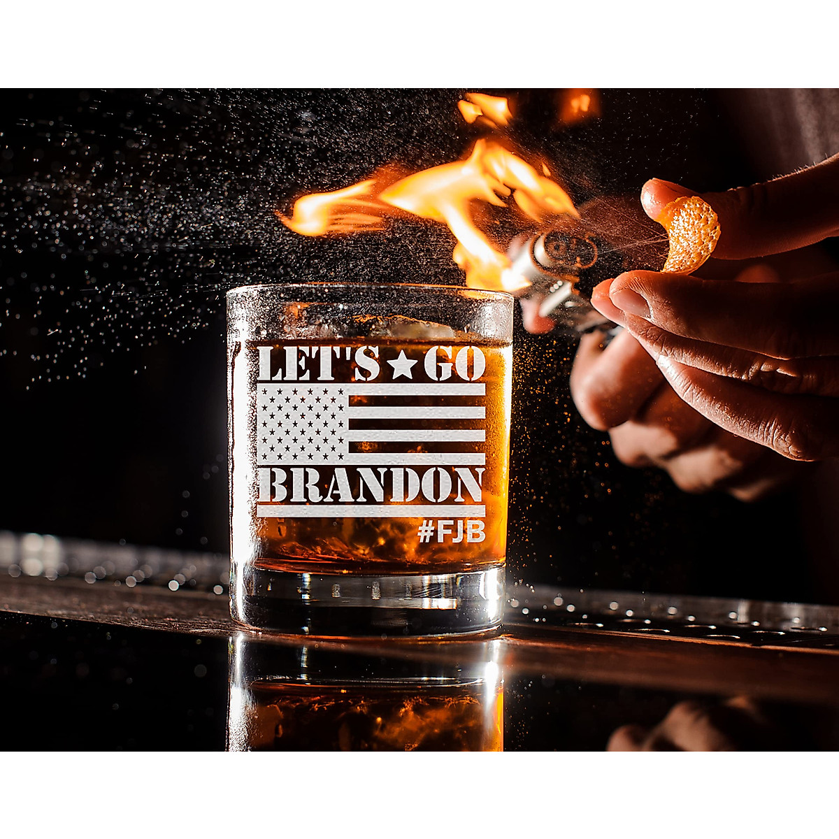 CARVELITA Let's Go Brandon 11oz Laser Engraved Christmas Whiskey Glass, FJB Old Fashion Rocks Glass, Gift For Republican or Conservative, Lets Go Brandon, Patriot Gifts