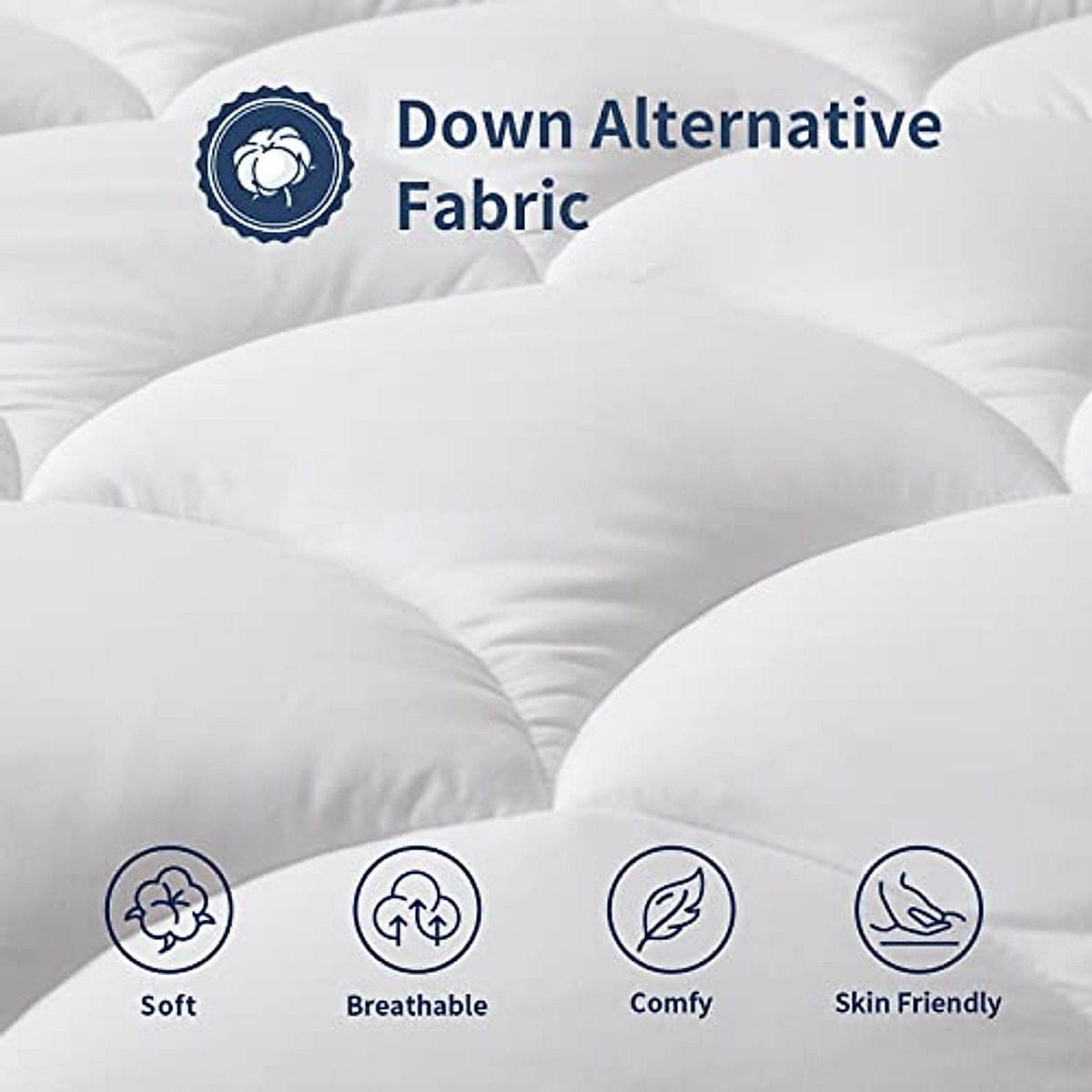 Full Size Mattress Pad,Soft Quilted Fitted Mattress Pad Cover, Plush Soft Pillowtop Mattress Topper with Elastic Overfilled Down Alternative Filling(8-21”Deep Pocket)