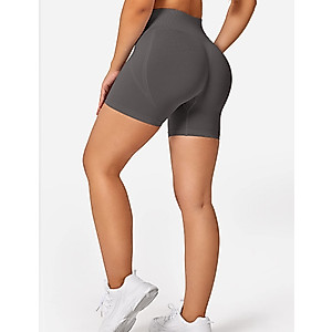 YEOREO Dora Seamless Scrunch Workout Shorts for Women High Waisted Butt Lifting Gym Yoga Biker Shorts Deep Taupe S