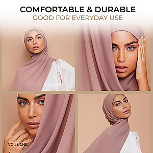 VOILE CHIC Hijab for Women Premium Chiffon Wrap Head Scarf Non-Slip (Dusty Rose)