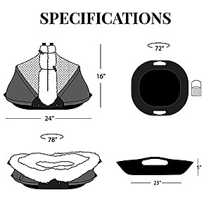 Nest & Go 3-1 Portable Pet Bed, Pet Carrier and Removable Waste Tray, for Travel with Cats and Small Dogs, Washable Super Soft Pillow, Grey with Handles, Holds up to 20 lbs.