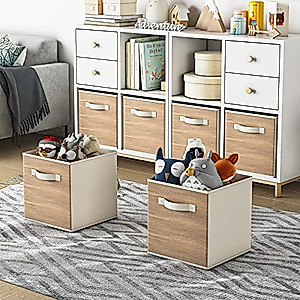 Wisdom Star Fabric Storage Cubes with Handle, Foldable 11 Inch Cube Storage Bins, 6 Pack Storage Baskets for Shelves, Storage Boxes for Organizing Closet Bins