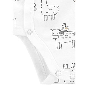 Simple Joys by Carter's Unisex Babies' Short-Sleeve Side Snap Bodysuit, Pack of 5, Forest Animals/Sheep/Stars/Stripe, 0-3 Months