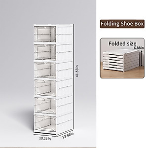 Fancystyle Shoe Box Organizer, 6-Tier, No-Assembly, One-Piece Design, Magnetic Clear Doors, Compact Foldable & Space-Saving, Ideal for Sneaker Display & Everyday Footwear