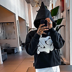 BLUBUKLKUN black women friday deals Kozy Hoodie Y2K Sweatshirt for Men Streetwear Hoodies Graphic Cropped Hoodie Men Unisex Long Sleeve Trendy (Black, S)