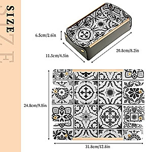 Retro Mandala Flowers, Islam, Arabic, Indian, Ottoman Tribal Ethnic Leather Desk Storage Box Organizer Tray for Office Home Keys Cell Phones Jewelry Watch Coins Wallets Cosmetics