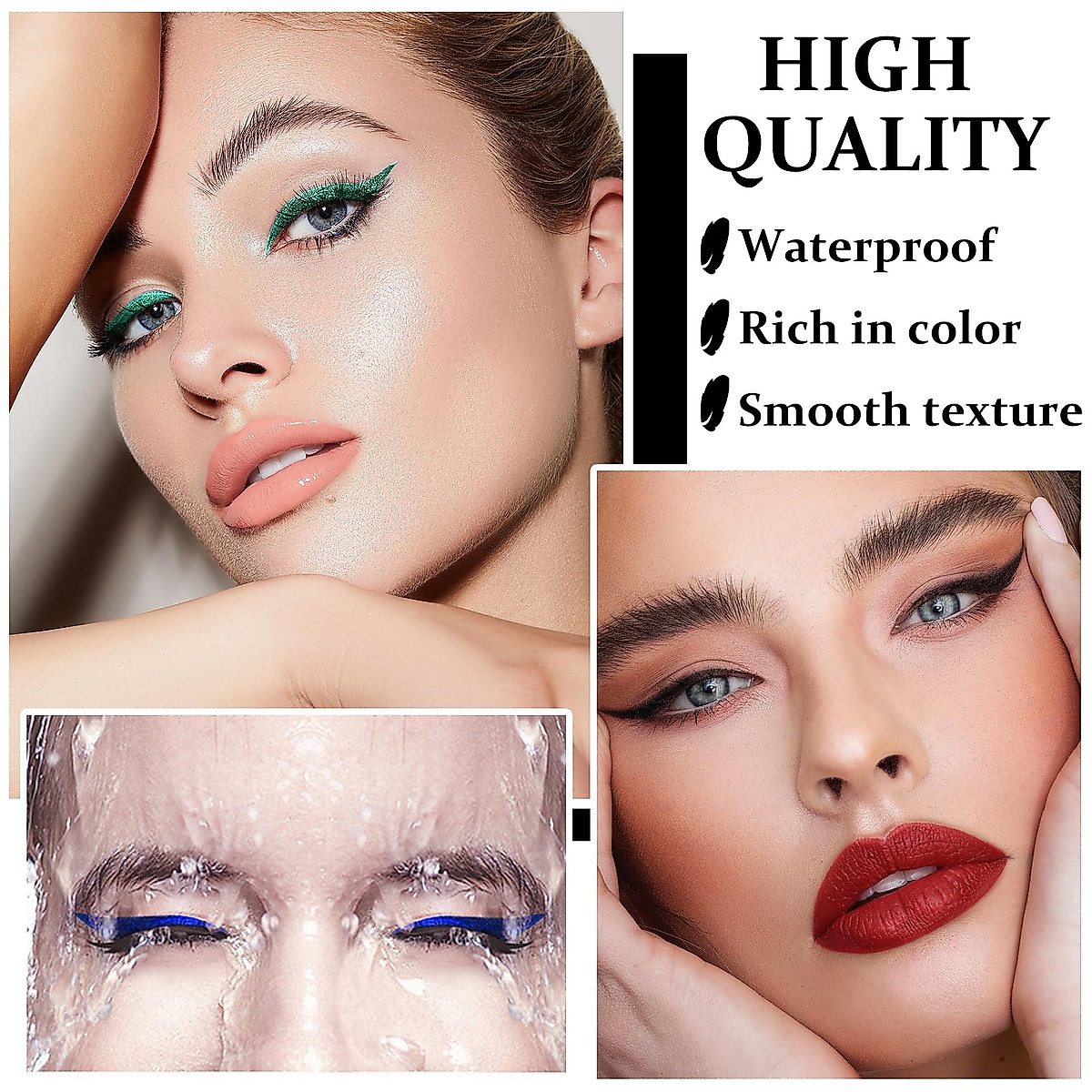 NVLEPTAP 2 PCS Dark Blue Liquid Eyeliner Pencil Set Colorful Liquid Eyeliner Pen Matte Eye Liner Waterproof Highly Pigmented Eye Makeup - 06 Dark Blue