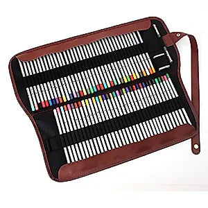 Funny live 72 Slots Pencil Wrap Canvas Colored Pencil Roll Pencil Curtain Coloring Pencil Holder for Adult Artist Travel