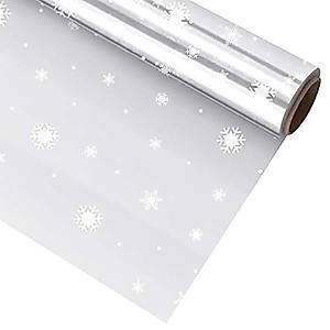 NUOBESTY Cellophane Wrap Roll | 2.5 Mil Thickness Snowflake Printed Gift Wrap Cellophane Cello Rolls for Christmas Gifts Baskets Arts Crafts