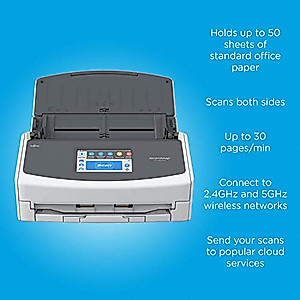 Fujitsu ScanSnap iX1500 Color Duplex Document Scanner with Touch Screen for Mac or PC, White