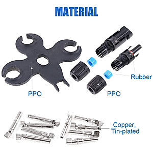 Glarks 5 Pairs Solar Panel Cable Connectors with Assembly and Disassembly Tool Wrenches for Connecting Solar Panels, Solar PV Wire