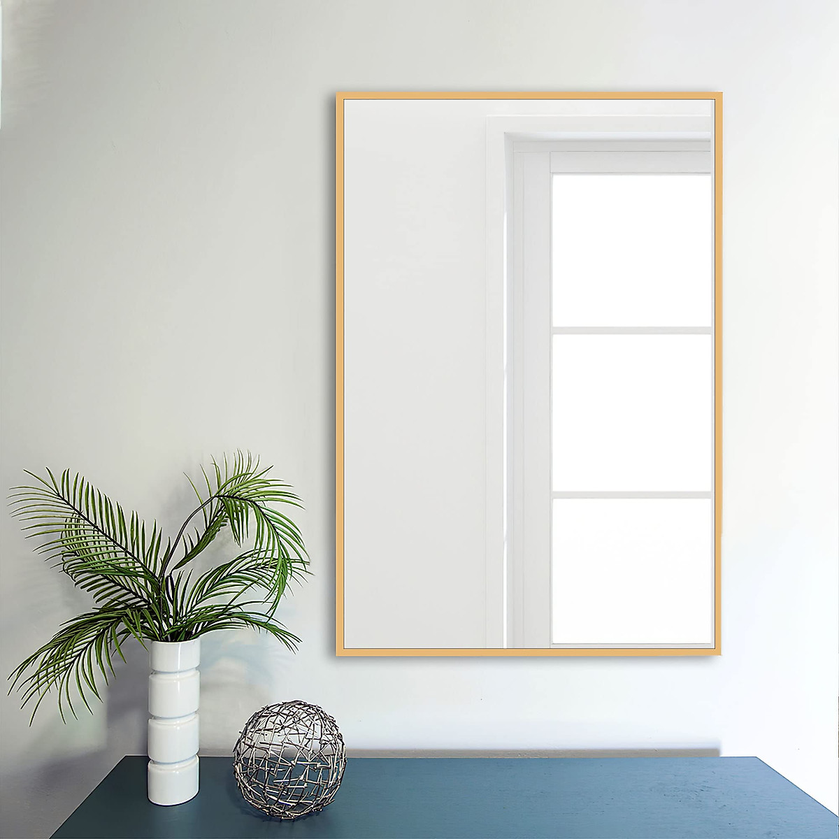 NeuType 38"x26" Wall Mirror Full Length Mirror Floor & Full Length Mirrors Full Body Mirror Gold Mirror Shower Mirror Dressing Mirror Boho Mirror Aluminum Alloy Frame No Stand