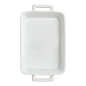 HIC Kitchen Rectangular Lasagna Pan with Handles, Fine White Porcelain, 13 x 9 x 2.5-Inches