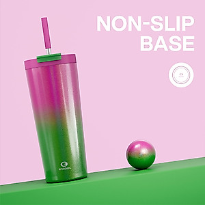 ENCOOL 30 oz Insulated Tumbler with Lid and Straw, 100% Leakproof Travel Coffee Mug, Stainless Steel Coffee Tumbler, Keeps Cold for 24 Hours or Hot for 8 Hours, Car Cup Holder Friendly (Fuchsia)