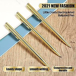26 Pieces Slim Metallic Retractable Ballpoint Pens 1 mm Medium Point Black Ink Pen Nice Present for Wedding Business Office Supplies Teachers Students Graduation Present (Golden)