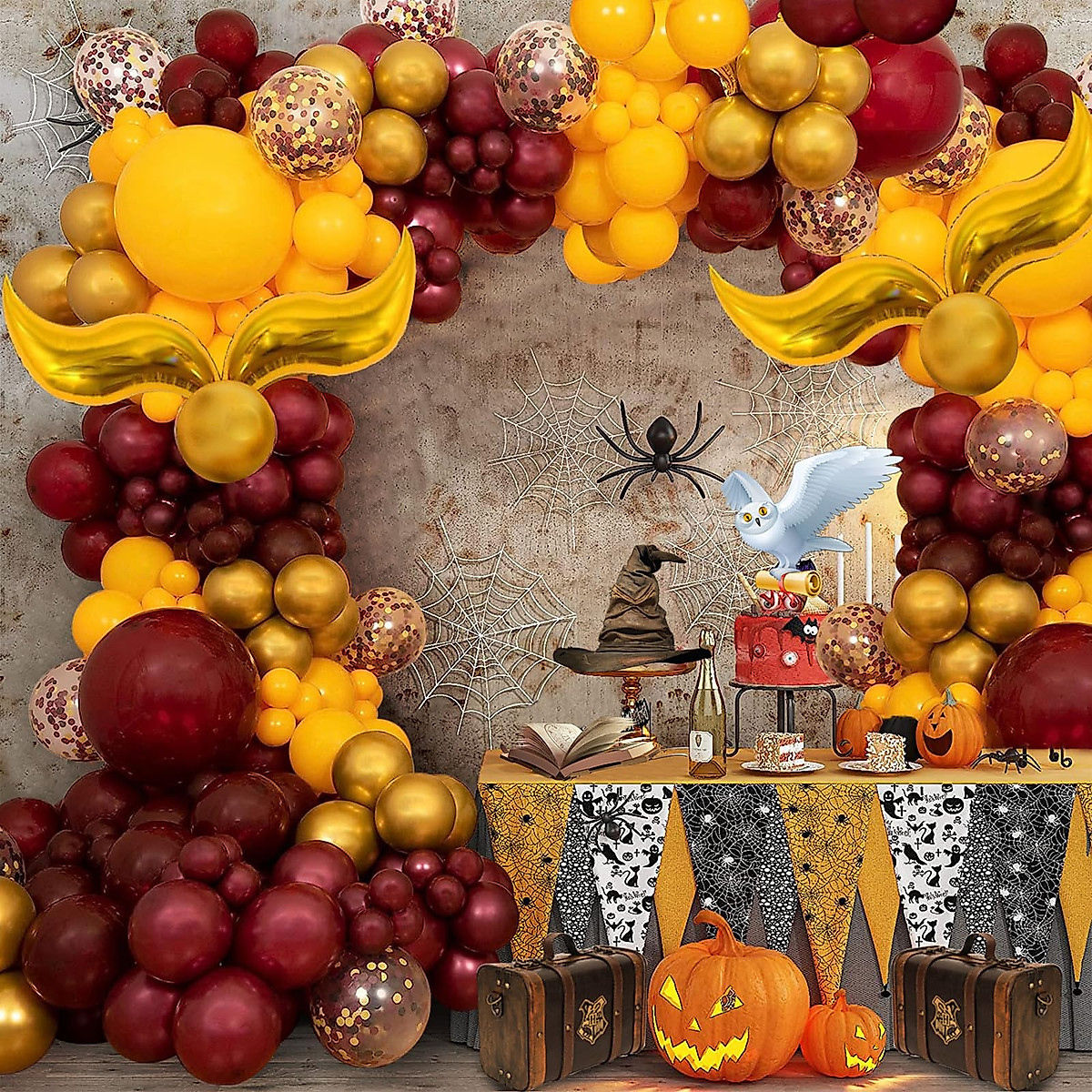 Magical Wizard School Balloon Garland Party Decorations with BONUS Snitch for Harry Birthday Hogwarts Balloons, Magical Wizard Theme, Thanksgiving Baby Shower Kids Birthday Supplies Favors