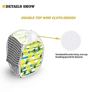 NDISTIN Strong Mesh Pop-Up Laundry Hamper for Kids Teen Beach Starfish Print with Convenient Side Pockets Foldable Laundry Basket for Bedroom, Kids Room, College Dormitory and Travel 85L