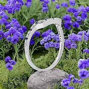 Dazzlingrock Collection Round Blue Sapphire & White Diamond Half Eternity Style Counter Wedding Band for Women (Diamond 0.13 ctw, Color I-J, Clarity I1-I2) in 14K White Gold Size 8