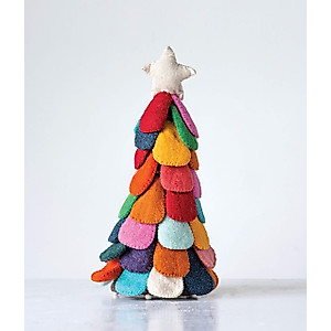 Creative Co-Op Wool Felt Christmas Tree Figurine, 15", Multicolor
