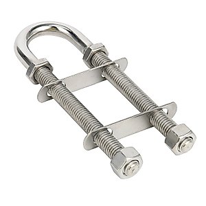 Amarine-made Stainless Steel Marine Boat Stern Bow Eye Tie Down U Bolt (1/2-Inch and 3/8-Inch Optional) (Silver, 3/8" Dia - 2-1/2" Thread Lenght)