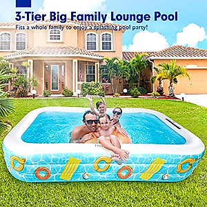 Inflatable Above Ground Pool for Adults - Blow up Kids Pools for Backyard, Inflatable Pool Above Ground Pool 118" x 72" x 22" Thickened Family Pool Kiddie Self Swimming Pool Blow up Pool for Ages 3+