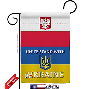 Ukraine Flag Poland Stand with Ukraine Garden Flag Pack Support Cause Ukrainian Applique House Decoration Banner Small Yard Gift Double-Sided, Made in USA