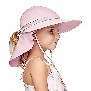 Camptrace Toddler Kids Sun Hats with Neck Flap UPF 50+ UV Protection Wide Rigid Brim Boys Girls Beach Swim Sunhat