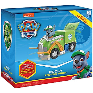 Paw Patrol, Rocky’s Recycle Truck Vehicle with Collectible Figure, Preschool Toys for Boys & Girls Ages 3 and Up