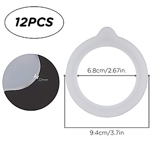 LUTER 12Pcs Silicone Jar Gaskets Replacement, Leak Proof Silicone Gasket Airtight Seals Rings for Mason Jar Lid, Regular Wide Mouth Glass Jars (White)
