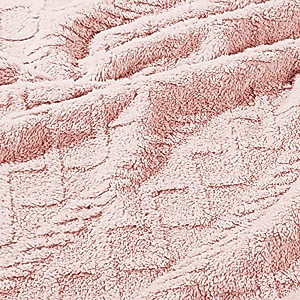 Whale Flotilla Jacquard Fuzzy Fleece Fluffy Throw Blanket for Couch Sofa(50x70 Inch), Velvet Microfiber Throw, Warm and Soft Throw Blanket for All Season, Pink