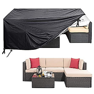 Oslimea Patio Furniture Cover Waterproof, Outdoor Sectional Sofa Set Cover Heavy Duty 420D Rectangle Table and Chair Set Cover (126" L× 63" W× 28" H)