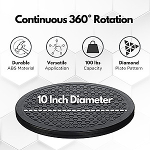 LapWorks 10 Inch Heavy-Duty Monitor Swivel Stand (Black) | 360 Degree Rotating Lazy Susan Base for TVs, Computers, Painting, Potted Plants, Display, and Cabinet Organization | Supports 100lbs