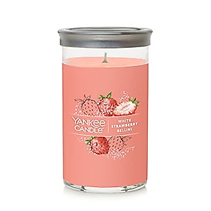 Yankee Candle White Strawberry Bellini Signature Medium Pillar Candle, 14.25oz,