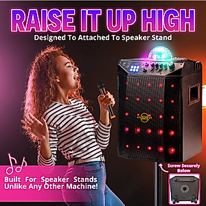Starument Portable Karaoke Machine for Adults & Kids Complete Karaoke System Includes Bluetooth Speakers on Wheels, 2 Bluetooth Microphones, Disco Ball, LED Speaker Light, Cell Phone Stand & USB Aux
