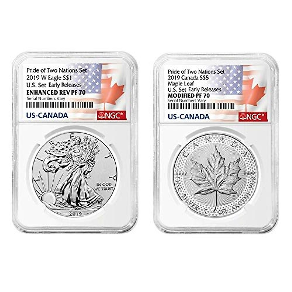 2019 W Pride of Two Nations 2019 Pride of Two Nations 2-Coin Set NGC PF 70 ER (Two Flags Label) PR-70