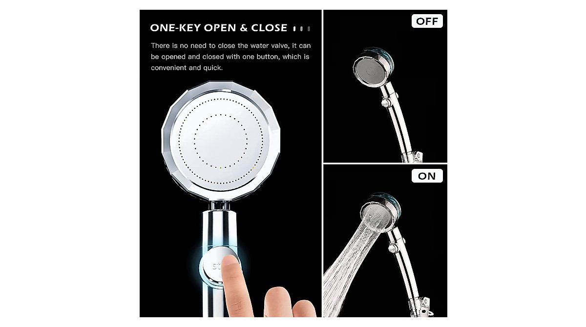 High Pressure Shower Head with Filter & Adjustable Water Flow