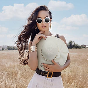 Chunful 3 Pcs Bride Tote Bag Sun Hat Glasses Set Bachelorette Gifts for Bride Jute Burlap Bag with Handles for Honeymoon(White)