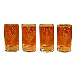 Collins Glencairn Clan Crest Crystal Dram Tot Glass - Gunn Hamilton Henderson Hunter