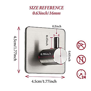 Grelity 4 Pack Adhesive Hooks, Self AdhesiveWall Mounted Hanger for Key Robe Coat Towel, Super Strong Heavy Duty Stainless Steel Hooks, No Drill No Screw (Silver 02)