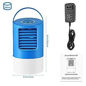 IMIKEYA Portable Air Conditioner- 4 in 1 Mini Air Conditioner Fan Personal Air Conditioner Evaporative Air Cooler 3 Speeds Small Portable Cooler Quiet Desk Cooling Fan for Home Office Christmas Gift