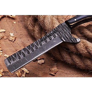 SUSA KNIVES Custom Handmade 1095 steel Bull cutter knife, cowboy knives with pancake leather sheath