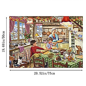Wooden Jigsaw Puzzles 1000 Pieces for Adults for Kids -Christmas Dinner, Made of Basswood,Wooden Jigsaw Puzzles Hard to Break ，Includes Image Poster