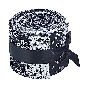 Newmind 20Pack 2.4 inch Jelly Roll Floral Quilt Strips Patchwork Sewing Supplies for DIY Clothes - Black